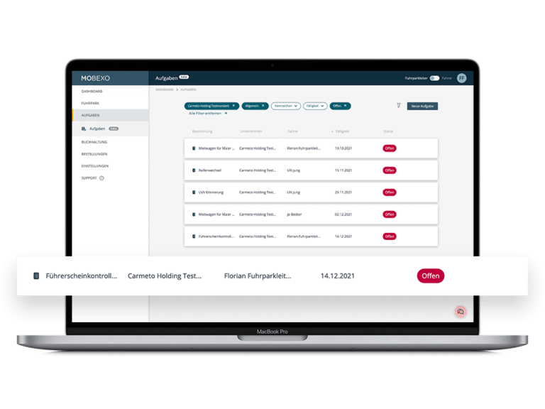 Führerscheinkontrolle - Mobexo Fuhrparkmanagement Software